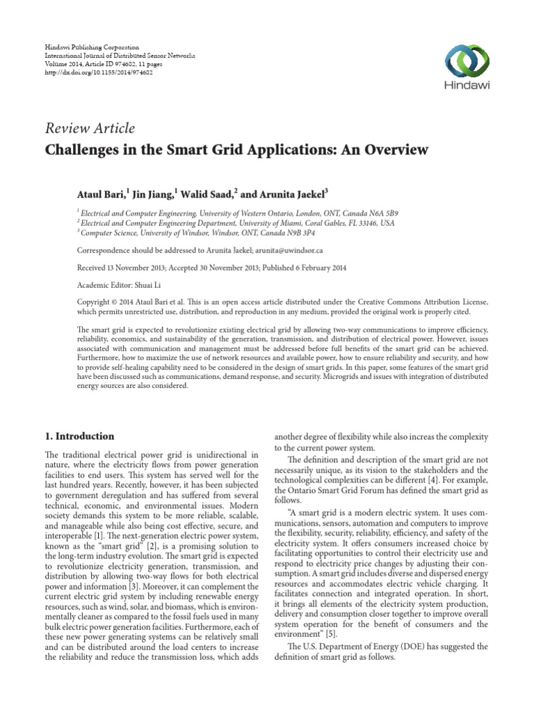 Challenges In The Smart Grid Application Pdf Smart Grid Electrical Grid