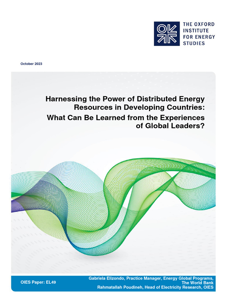 EL49 Harnessing The Power of Distributed Energy Resources in Developing ...