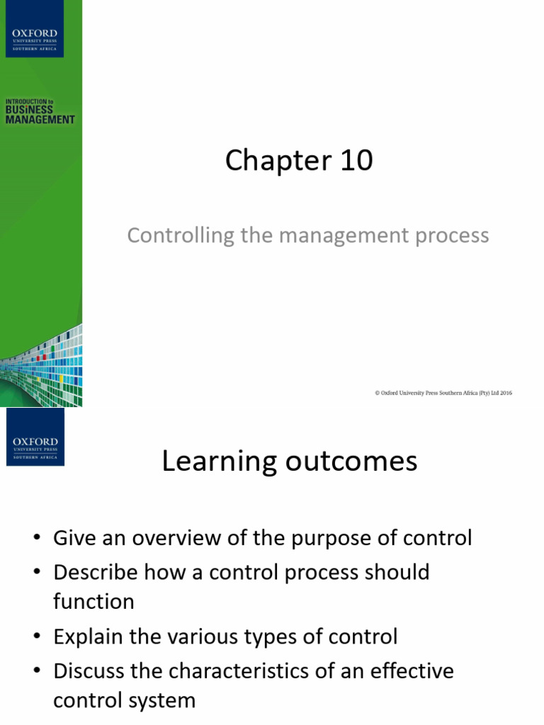 Chapter 10 - Controlling the management process V1_0 | PDF | Lean Manufacturing | Business