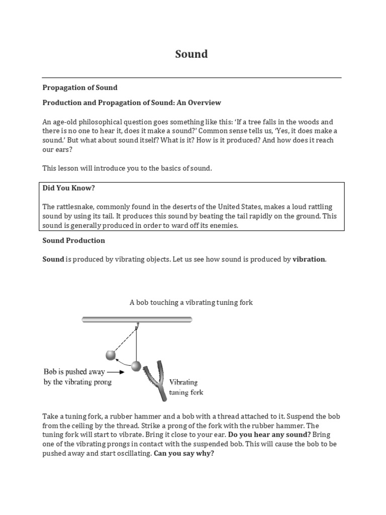 Basics of Sound Production and Propagation | PDF | Waves | Frequency
