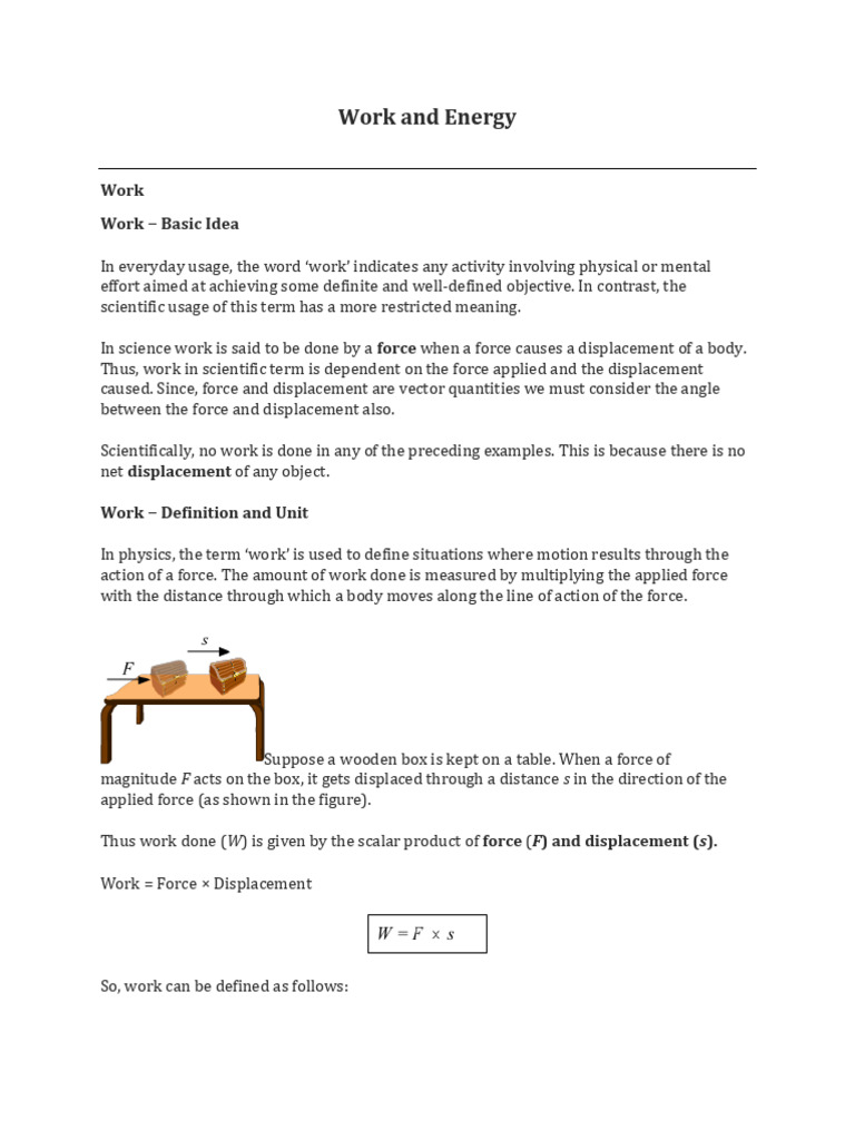 Class IX - Science - 11. Work and Energy | PDF | Force | Watt