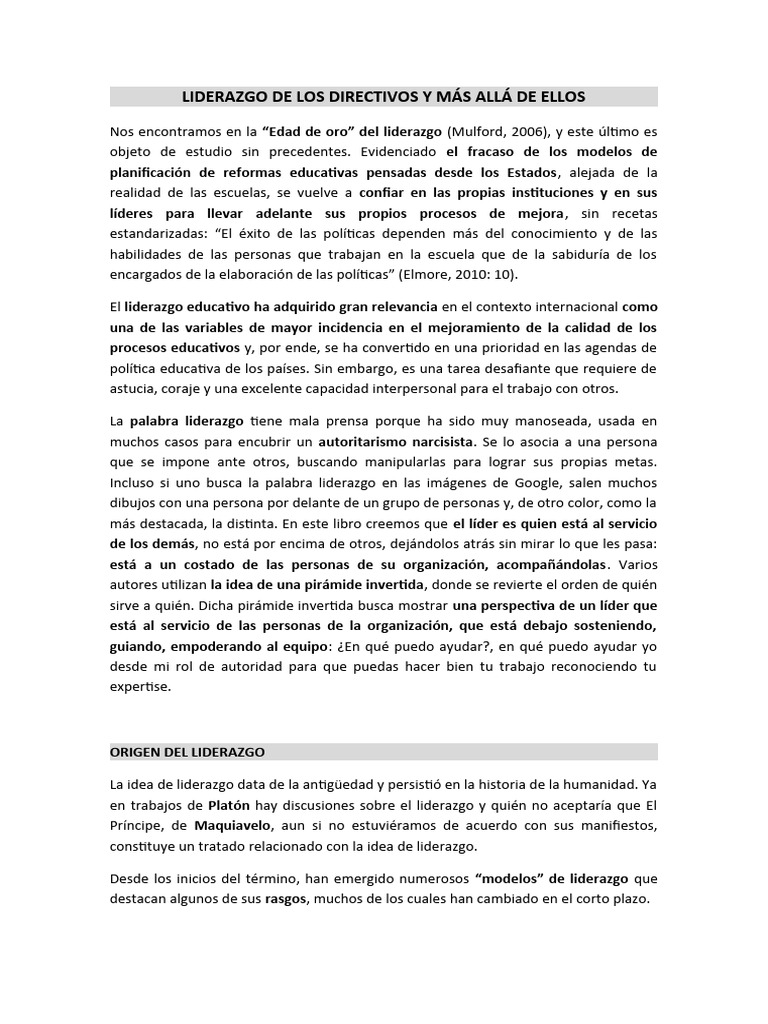 Liderazgo Directivos | PDF | Liderazgo | Maestros