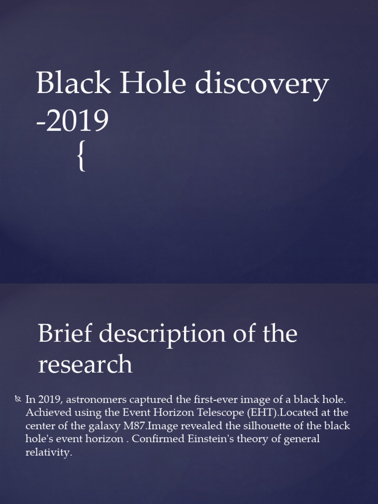 Black Hole Discovery - 2019 SCIENCE PPT HHW | PDF