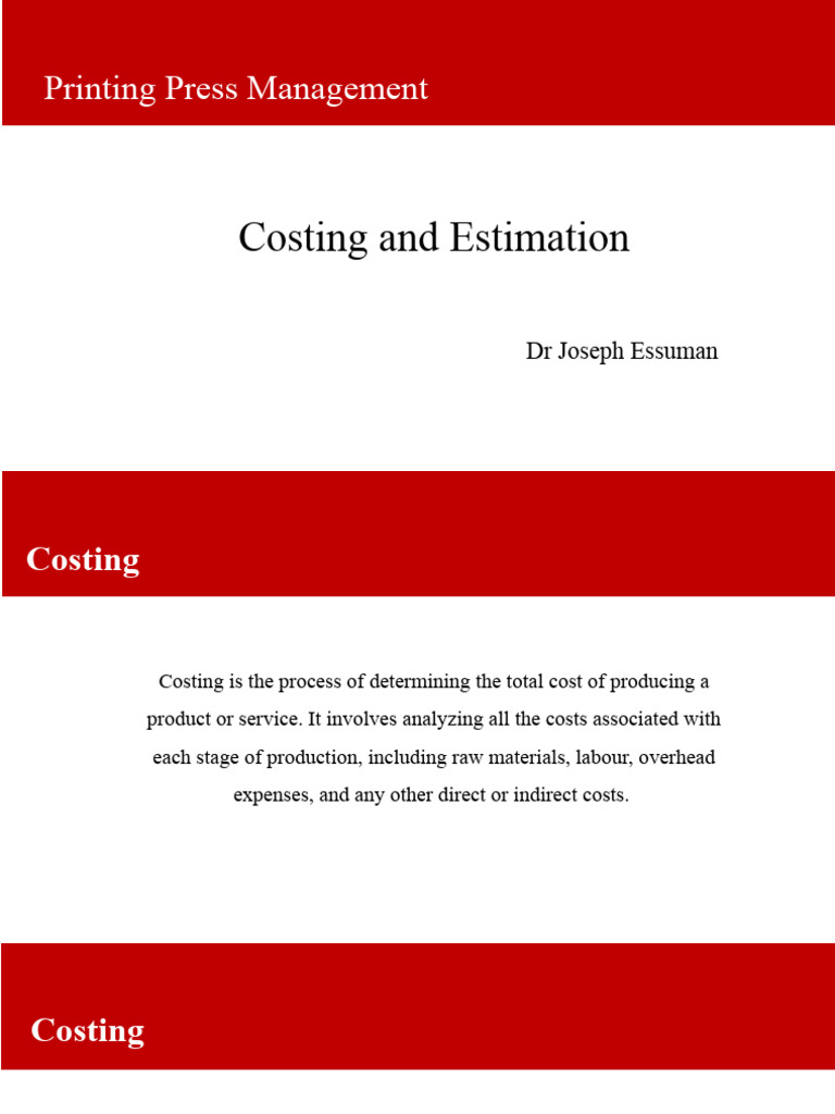 Costing and Estimation | PDF | Labour Economics | Cost