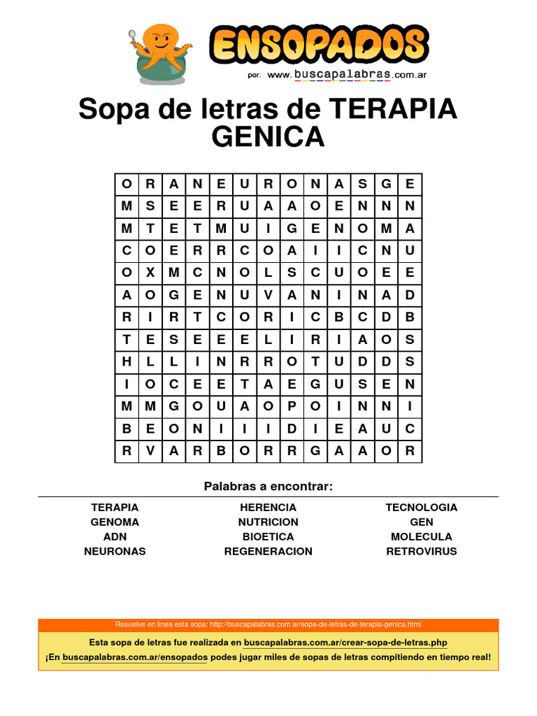 Sopa de Letras de Terapia Genica | PDF