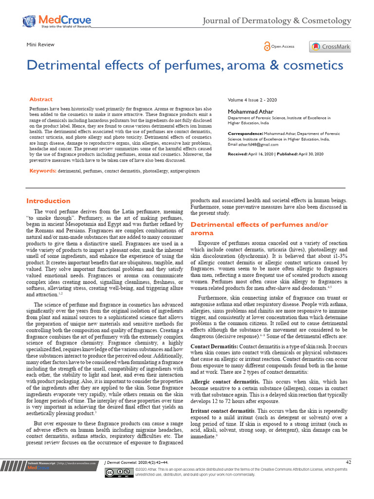 Detrimental Effects of Perfumes Aroma Cosmetics | PDF | Perfume | Cosmetics