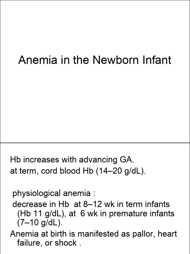 Anemia in The Newborn Infant | PDF | Anemia | Bleeding