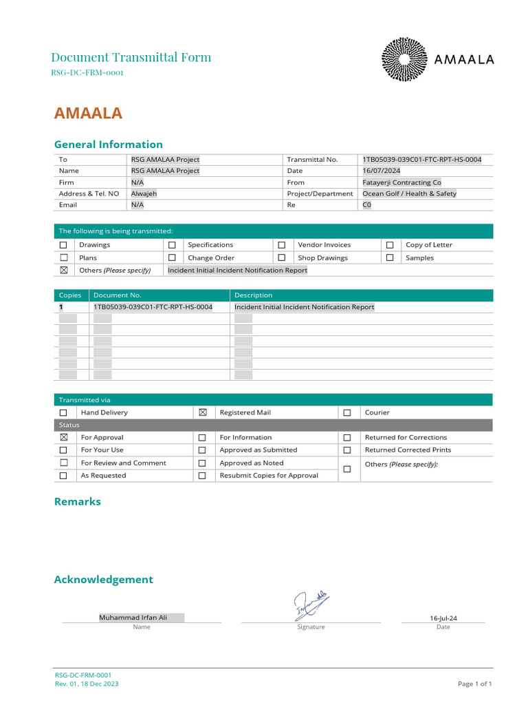 1TB05039-039C01-FTC-RPT-HS-0004-C0 - Incident Initial Incident ...