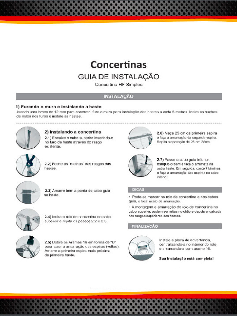 Manual de Instala o Concertina Simples | PDF