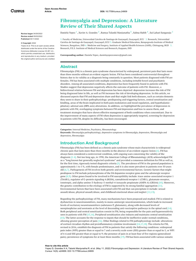 Fibromyalgia and Depression | PDF | Major Depressive Disorder | Mood ...