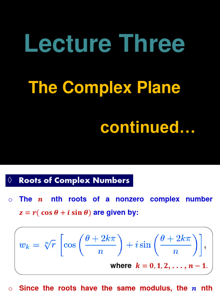 LEC Three MTH 104 | PDF | Complex Number | Circle LEC Three MTH 104 | PDF | Complex Number | Circle