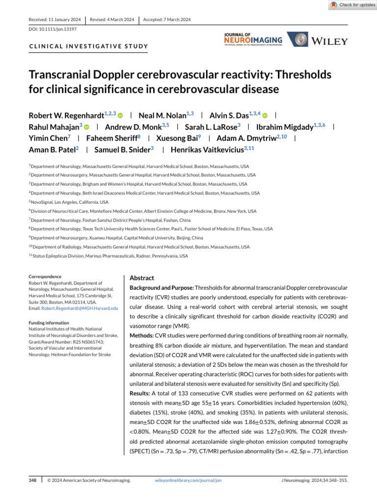 Journal of Neuroimaging - 2024 - Regenhardt - Transcranial Doppler ...