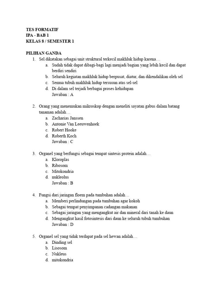 Tes Formatif Bab 1 | PDF