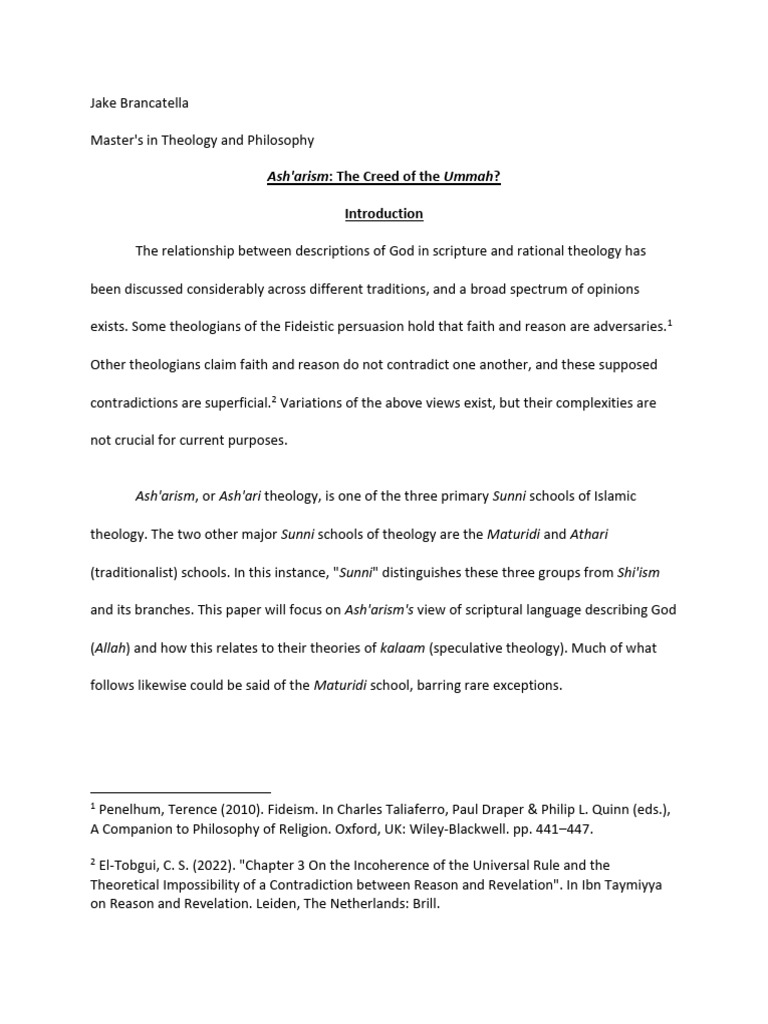 Asharism The Creed of The Ummah | PDF | God In Islam | Quran