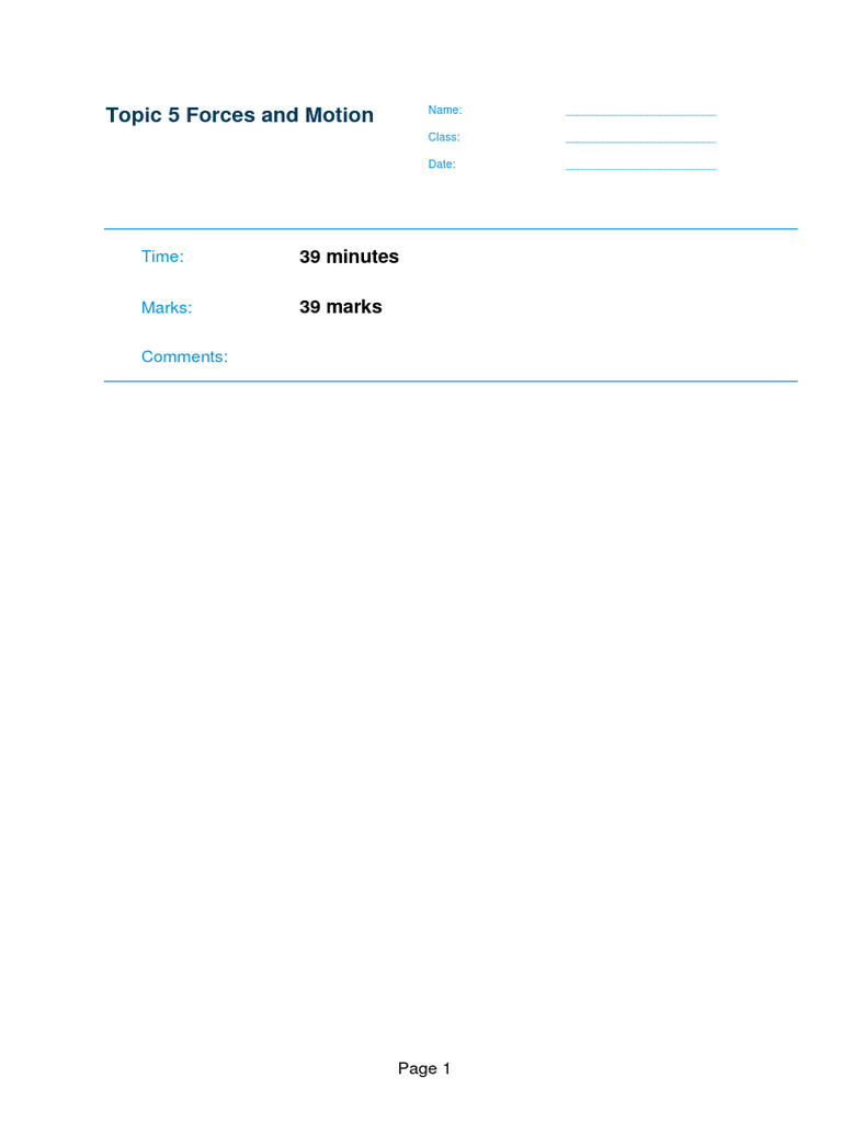 Topic 5 Forces and Motion F | PDF | Force | Speed