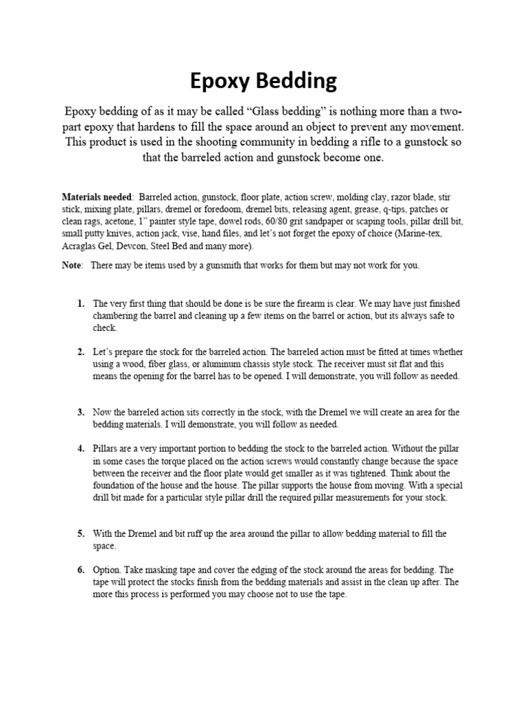 Epoxy Bedding Guide for Rifles | PDF | Screw | Gun Barrel