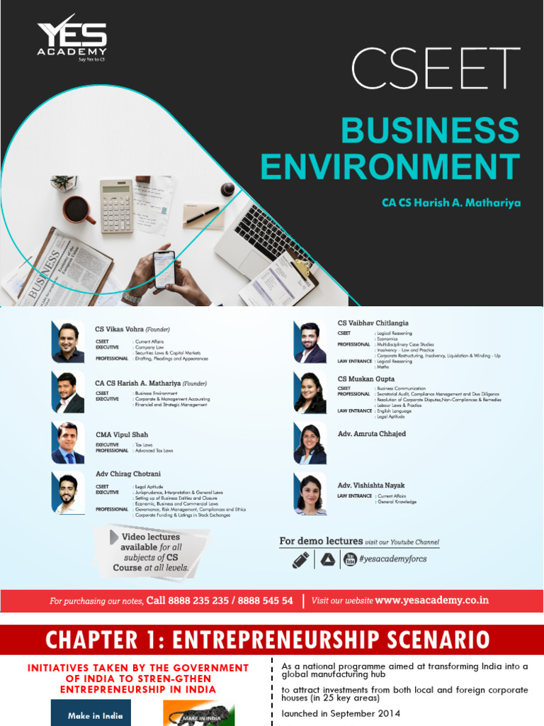 Business Environment MAIN Book - CA CS Harish Mathariya, YES Academy ...