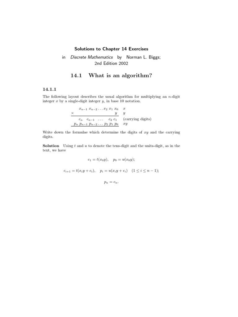 Chapter 14 Exercise Solutions in Discrete Mathematics | PDF ...