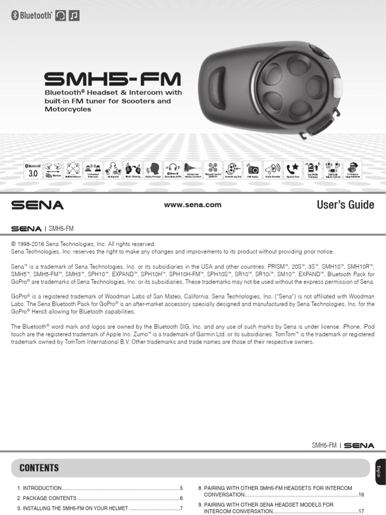 Sena SMH5-FM | PDF | Bluetooth | Telephone