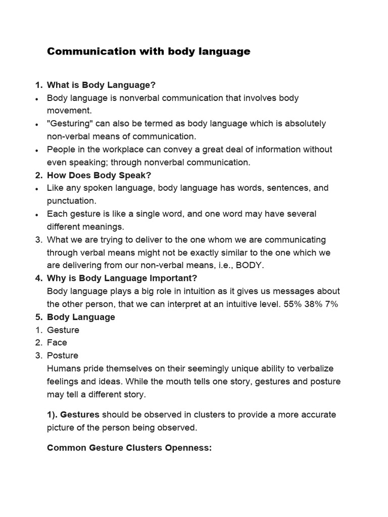Communication Pdf Body Language Nonverbal Communication