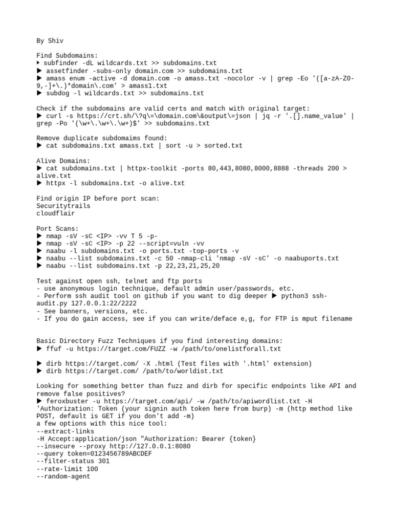 Recon Methdology and Notes.... | PDF | File Transfer Protocol | World ...