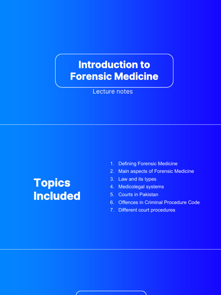 Intro To Forensic - Lecture 1, 2, 3 | PDF | Coroner | Judiciaries Intro To Forensic - Lecture 1, 2, 3 | PDF | Coroner | Judiciaries