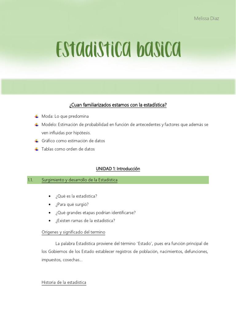 Estadistica Básica - Resumen (p1) | PDF | Estadísticas | Muestreo (Estadísticas)