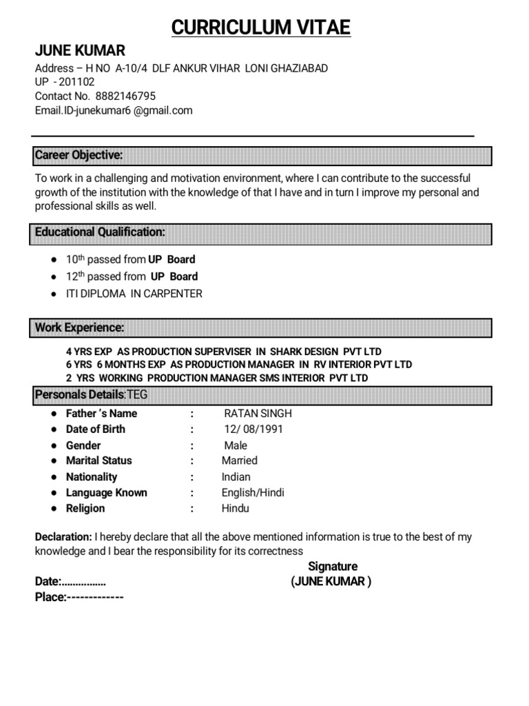 June Kumar: Curriculum Vitae | PDF