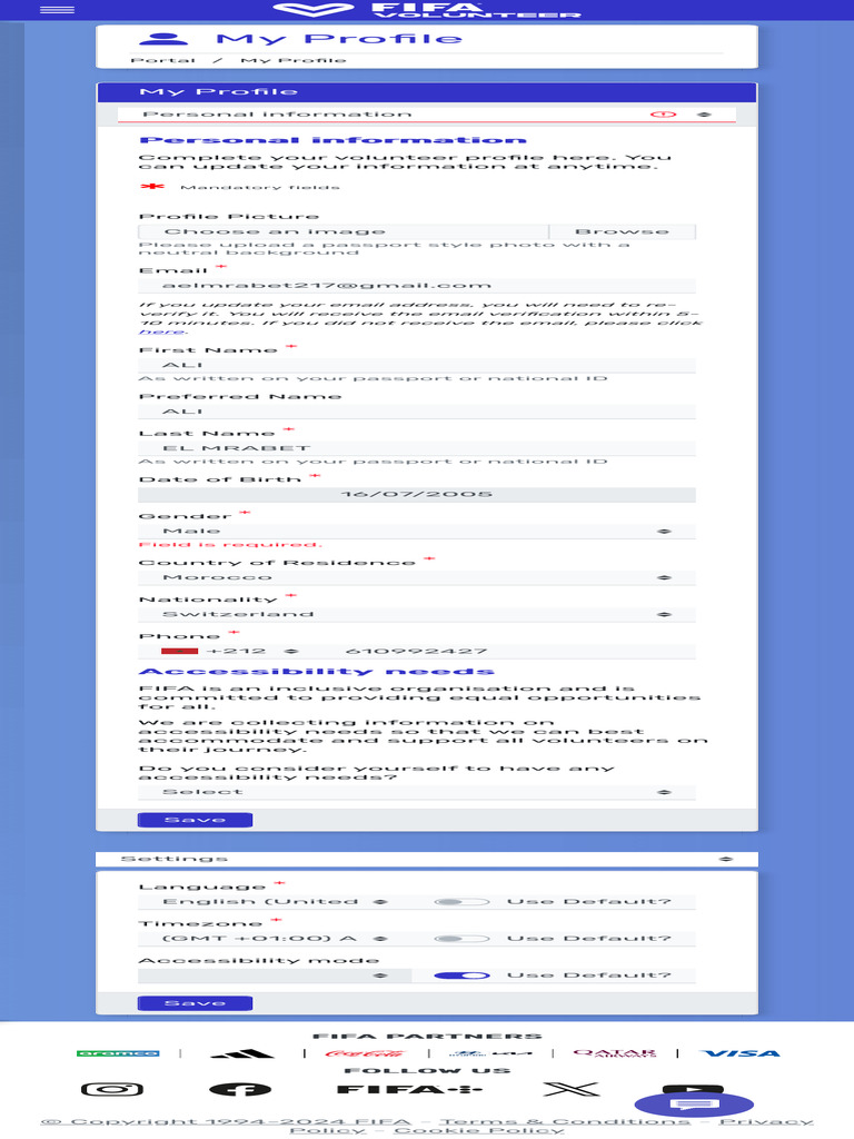 My Profile Portal FIFA Community | PDF