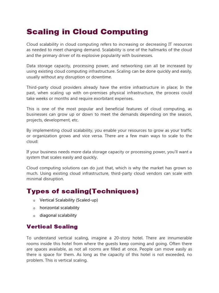 Scaling(1st Topic) Unit 3 | Download Free PDF | Scalability | Cloud Computing