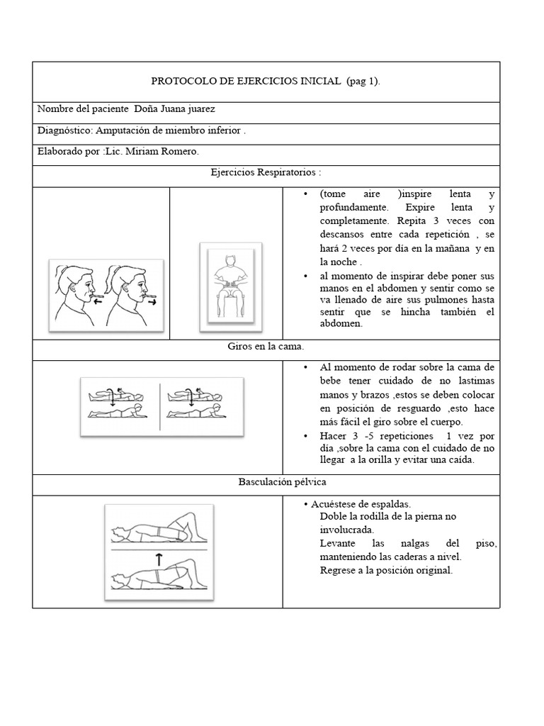 Protocolo de Ejercicios Paciente Amputado. | PDF