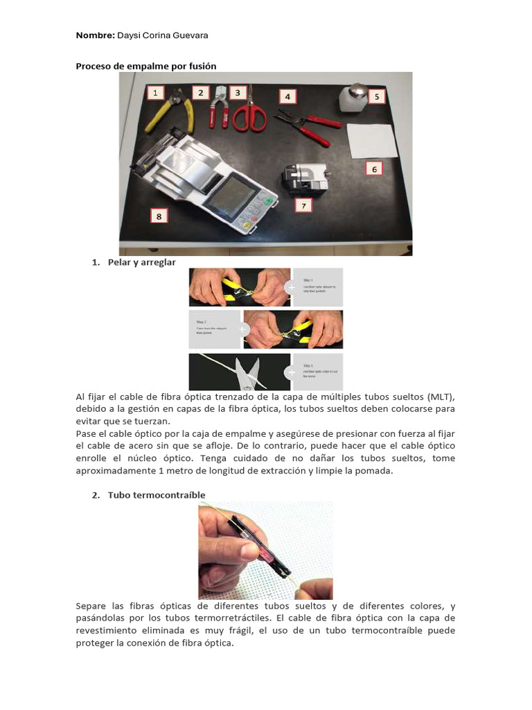 Proceso de Empalme Por Fusión | PDF | Fibra óptica | Óptica