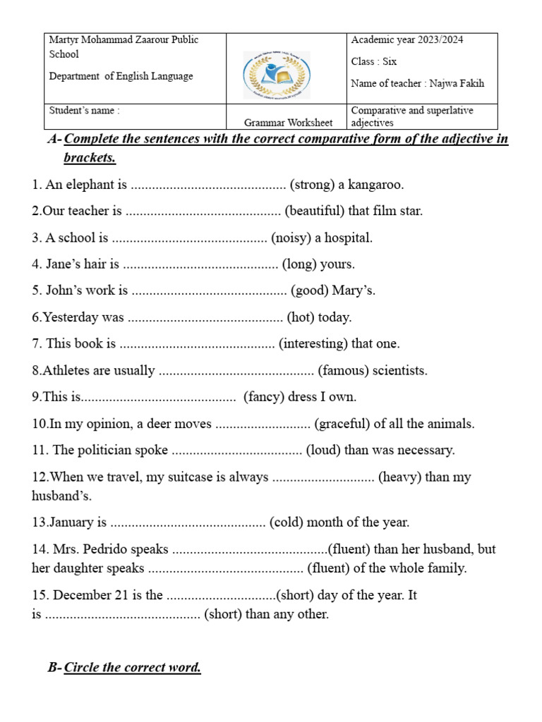 Comparative & Superlative Adj | PDF | Adjective | Linguistic Typology