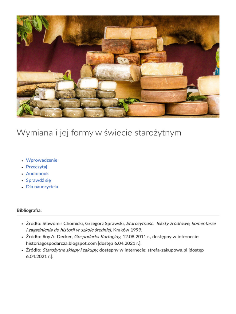 Wymiana I Jej Formy W Swiecie Starozytnym | PDF Wymiana I Jej Formy W Swiecie Starozytnym | PDF