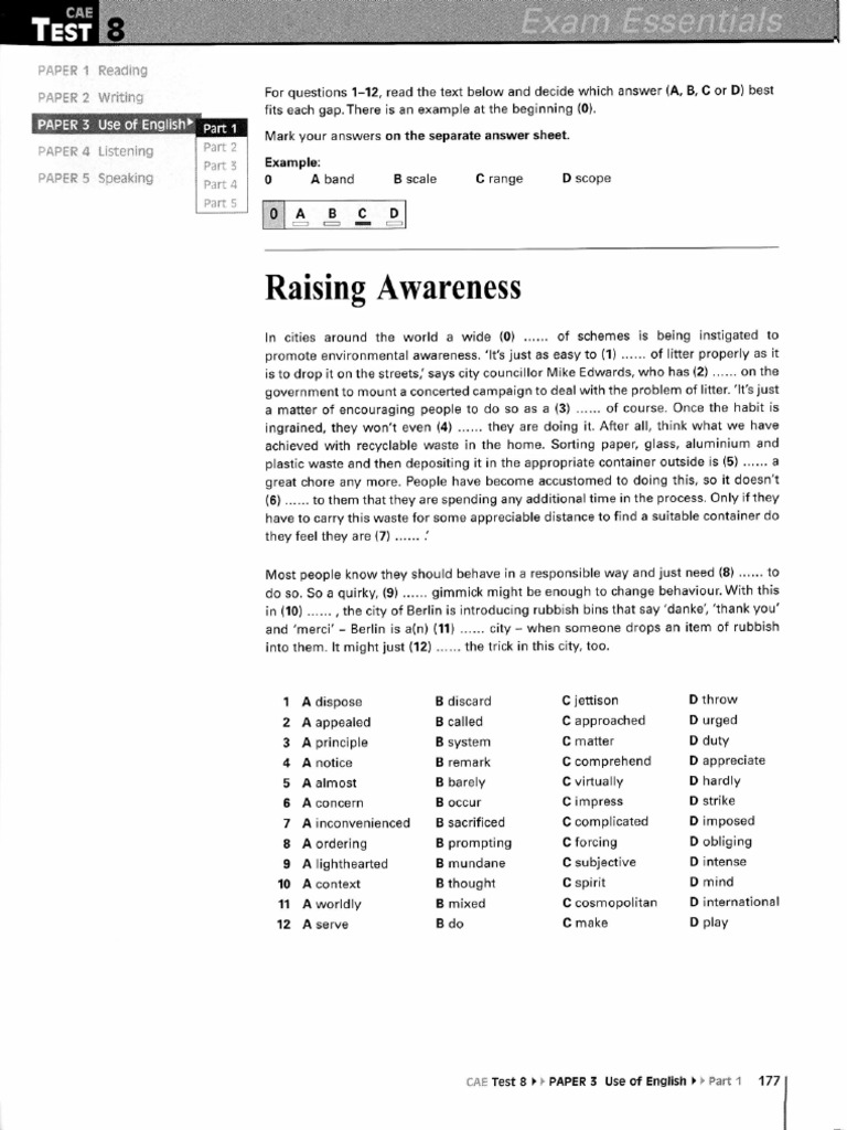 Exam - Essentials - CAE Test 8 | PDF