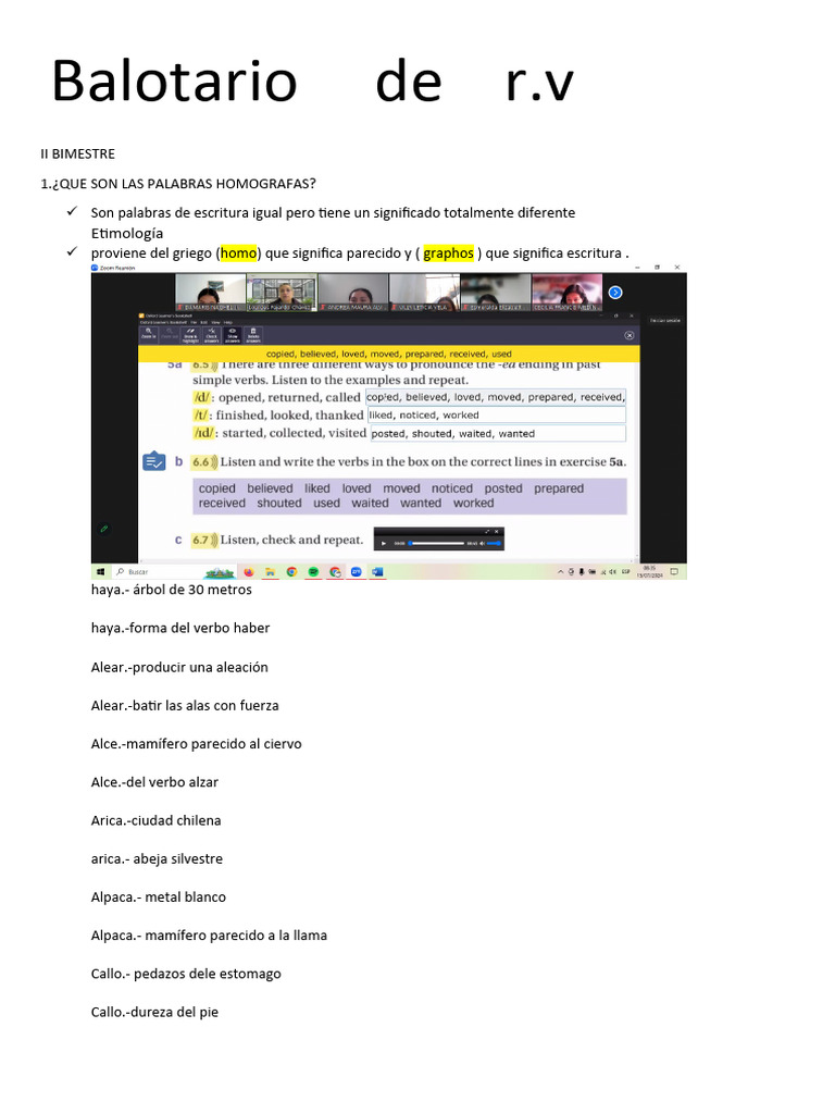 Balotario de R.V: Etimología | PDF | Estudios de idiomas extranjeros ...