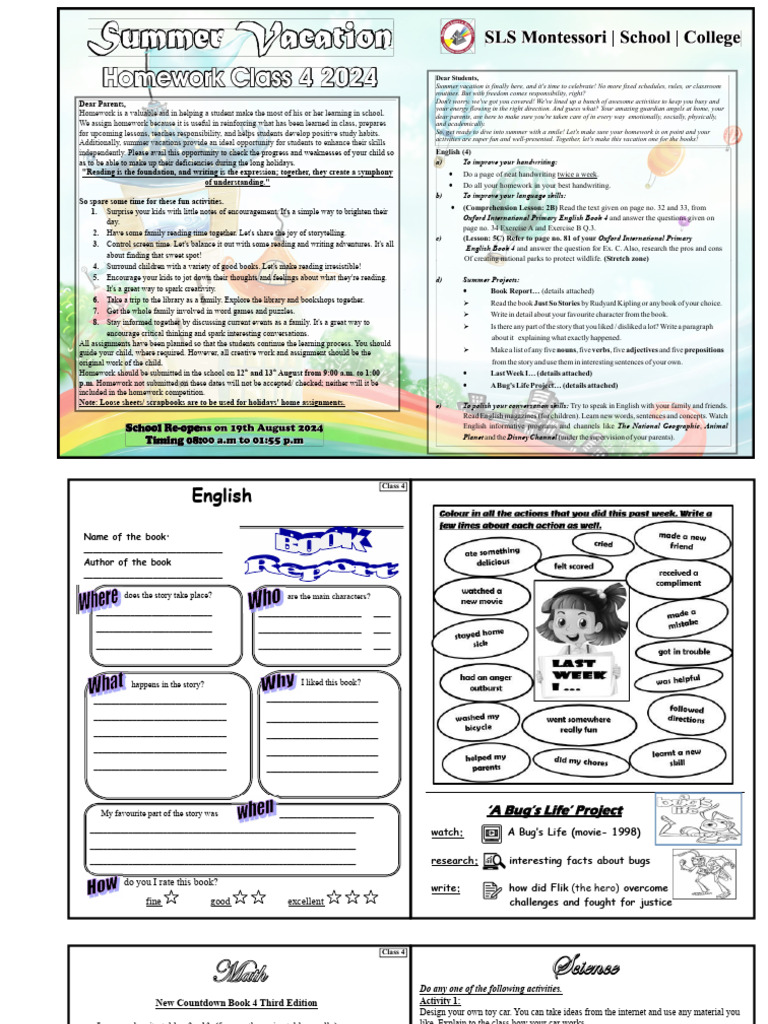 class 4 (1) (2) | PDF | Homework | English Language