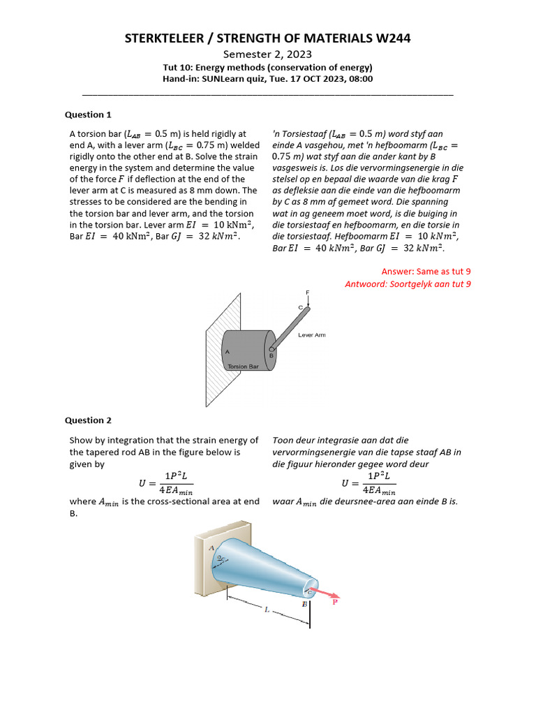 Tut 10 | PDF | Mechanical Engineering | Continuum Mechanics