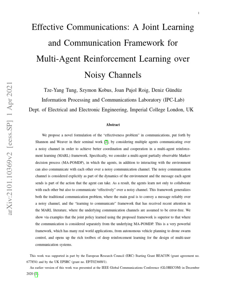 Effective Communications: A Joint Learning and Communication Framework For Multi-Agent ...