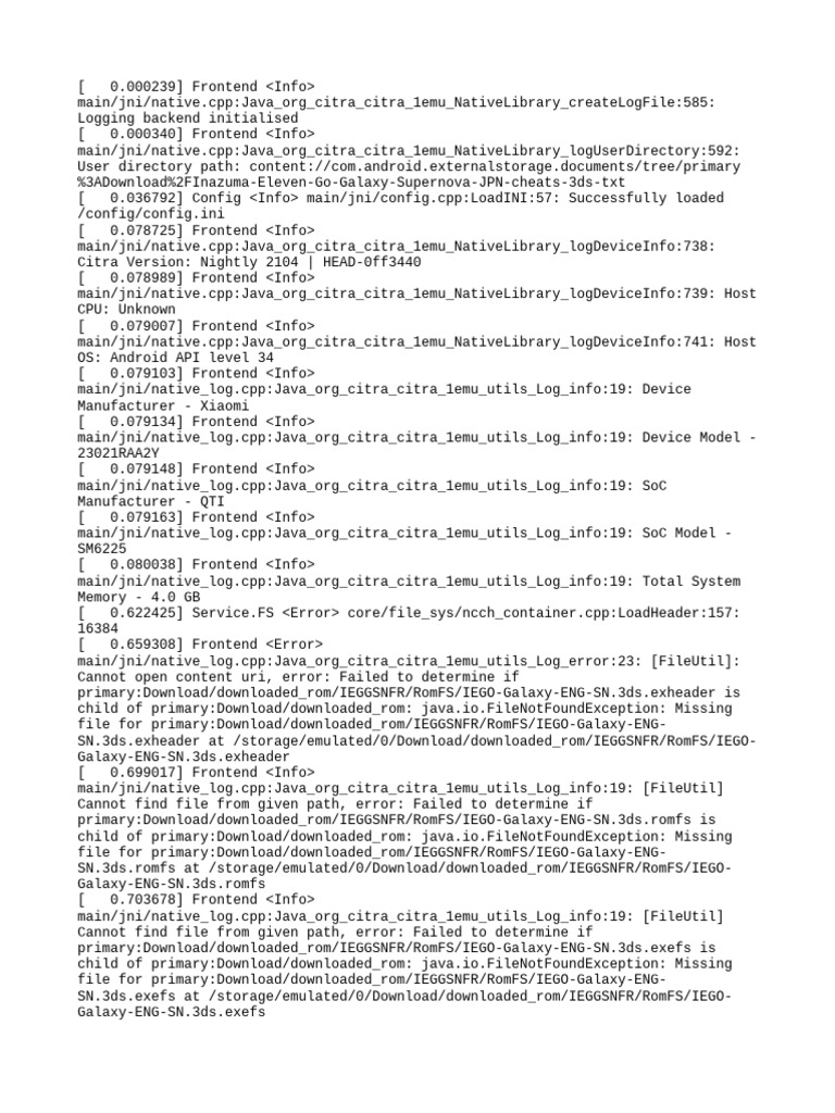 Citra Log | PDF | Computing Platforms | Operating System Families