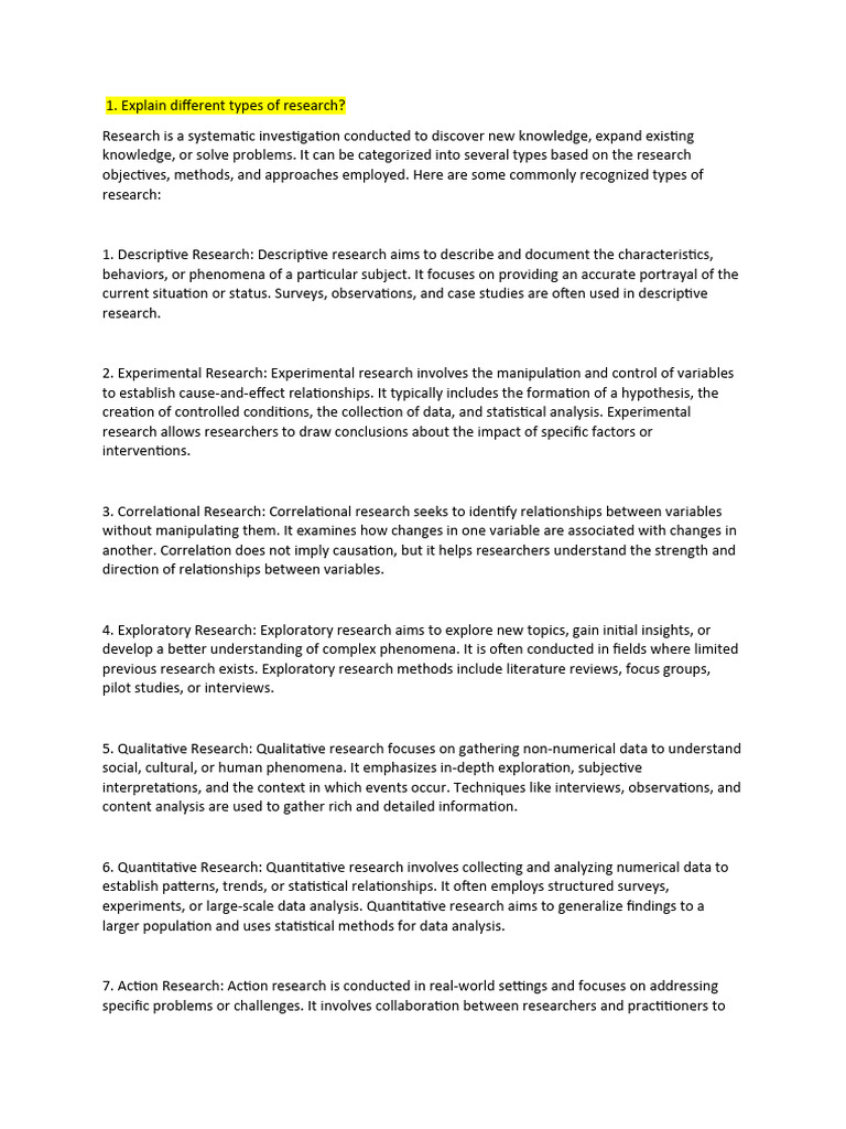 Research Methodology - Question-With Answer | PDF | Type I And Type Ii ...