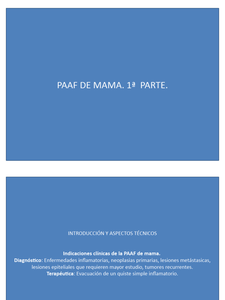 PAAF de Mama: Técnicas y Limitaciones | PDF | Cáncer de mama | Biopsia
