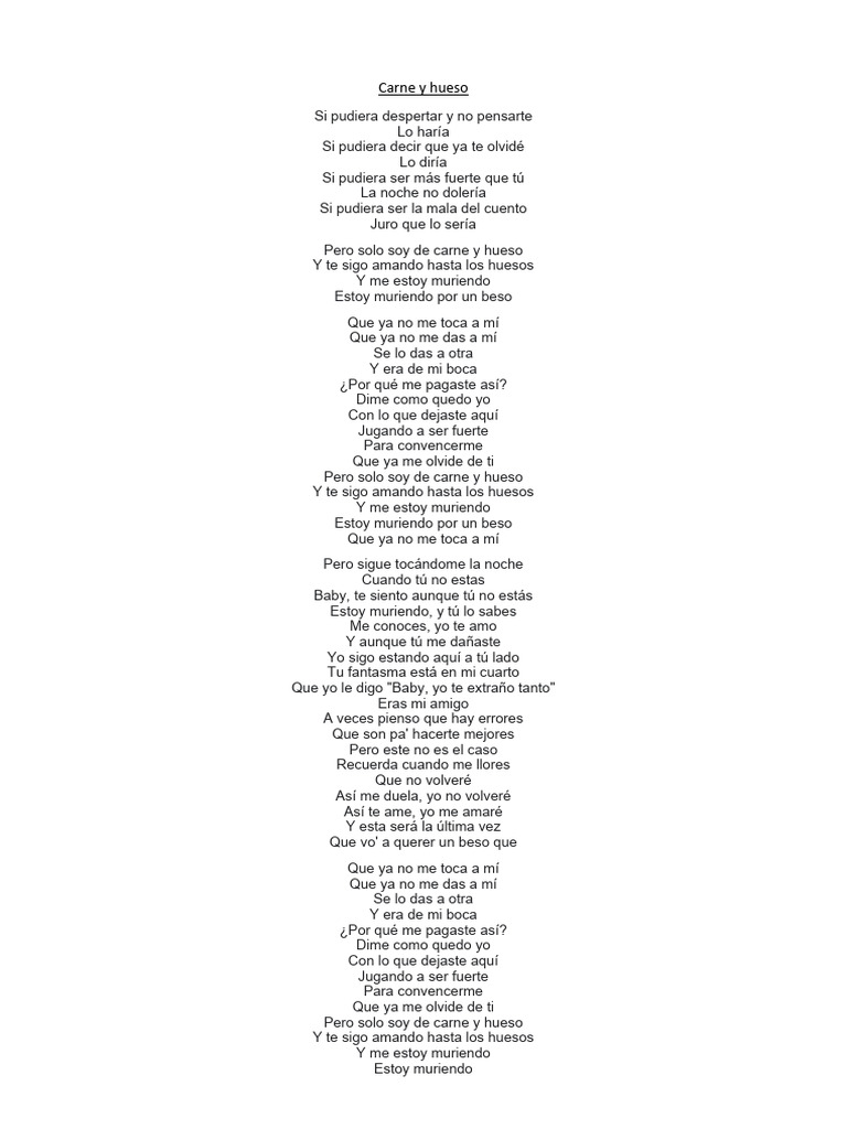 Carne y Hueso Letra Tini | PDF