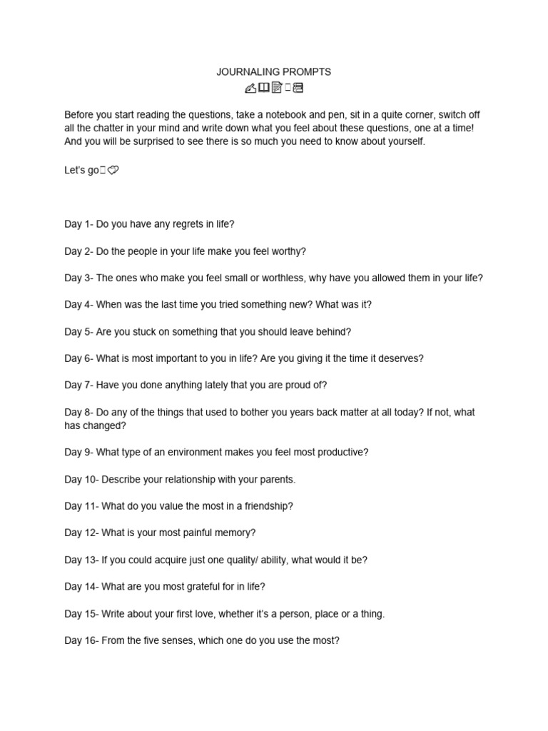 Journaling Prompts | PDF | Thought | Behavioural Sciences