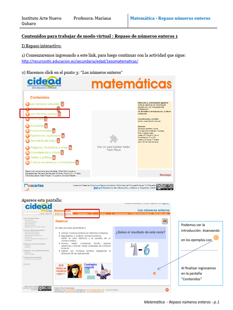 Repaso Virtual de Números Enteros | PDF | Entero | Matemáticas