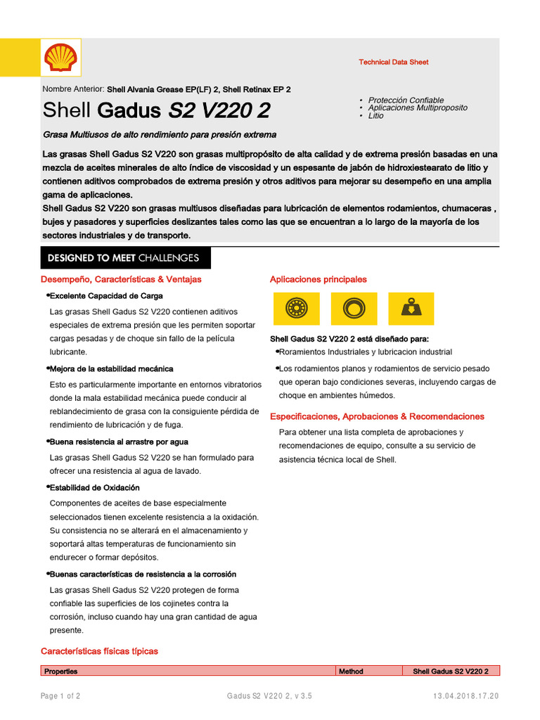 Gadus s2 v220 2 | PDF | Lubricante | Materiales