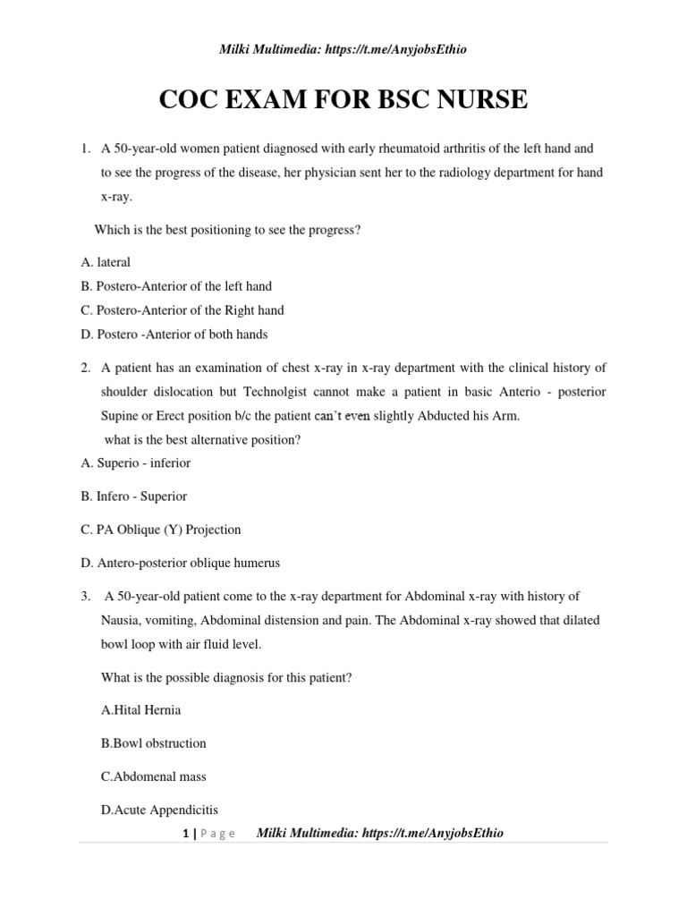 Coc Exam BSC Nurse 1 | PDF | Magnetic Resonance Imaging | Ct Scan