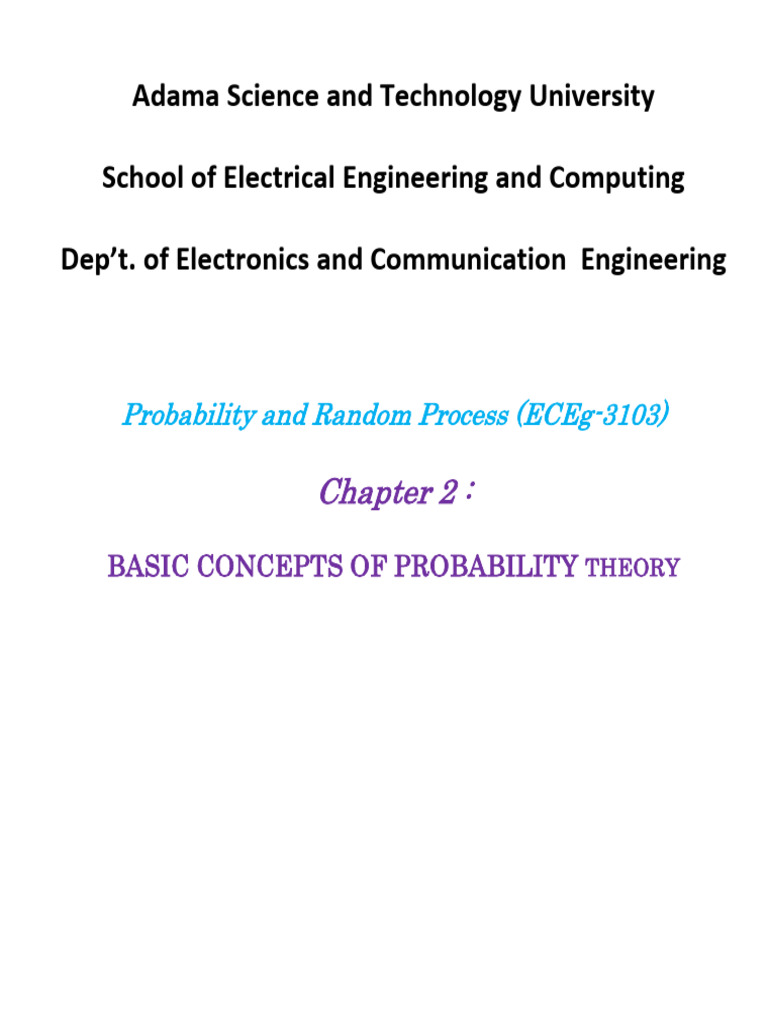 CHAPTER - 02-Basic Probability Theory | PDF | Probability Theory | Randomness