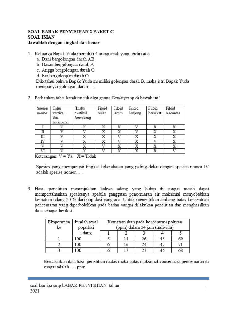 Soal Ipa Penyisihan 2 Paket C 2021 | PDF