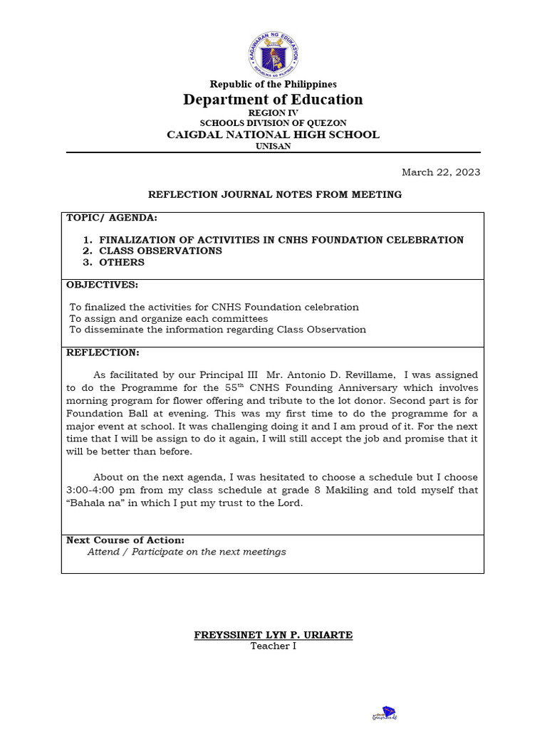 MEETING REFLECTION RPM | PDF